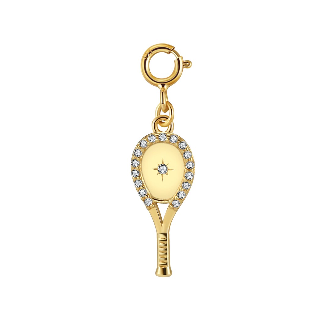 Tennis Racquet Charm Gold - Etsy