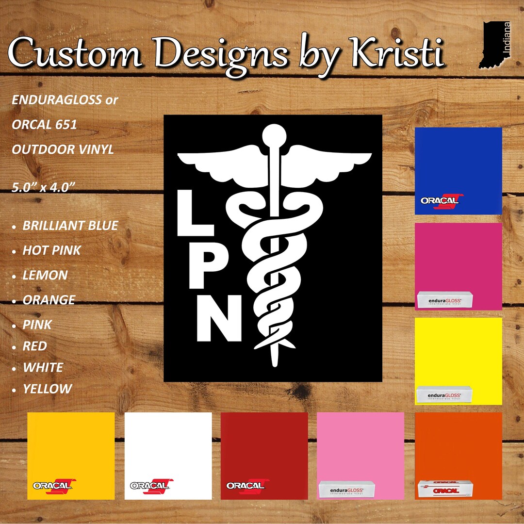 LPN licensed Practical Nurse Caduceus Outdoor Vinyl Decal / - Etsy