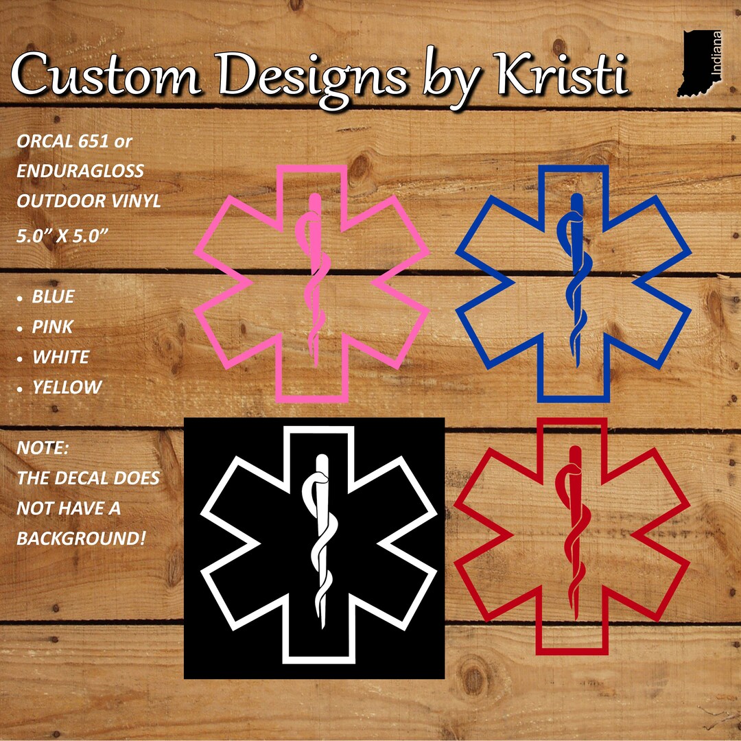 Star of Life Outline (EMT, EMS, PARAMEDIC) - One Color Outdoor Vinyl ...