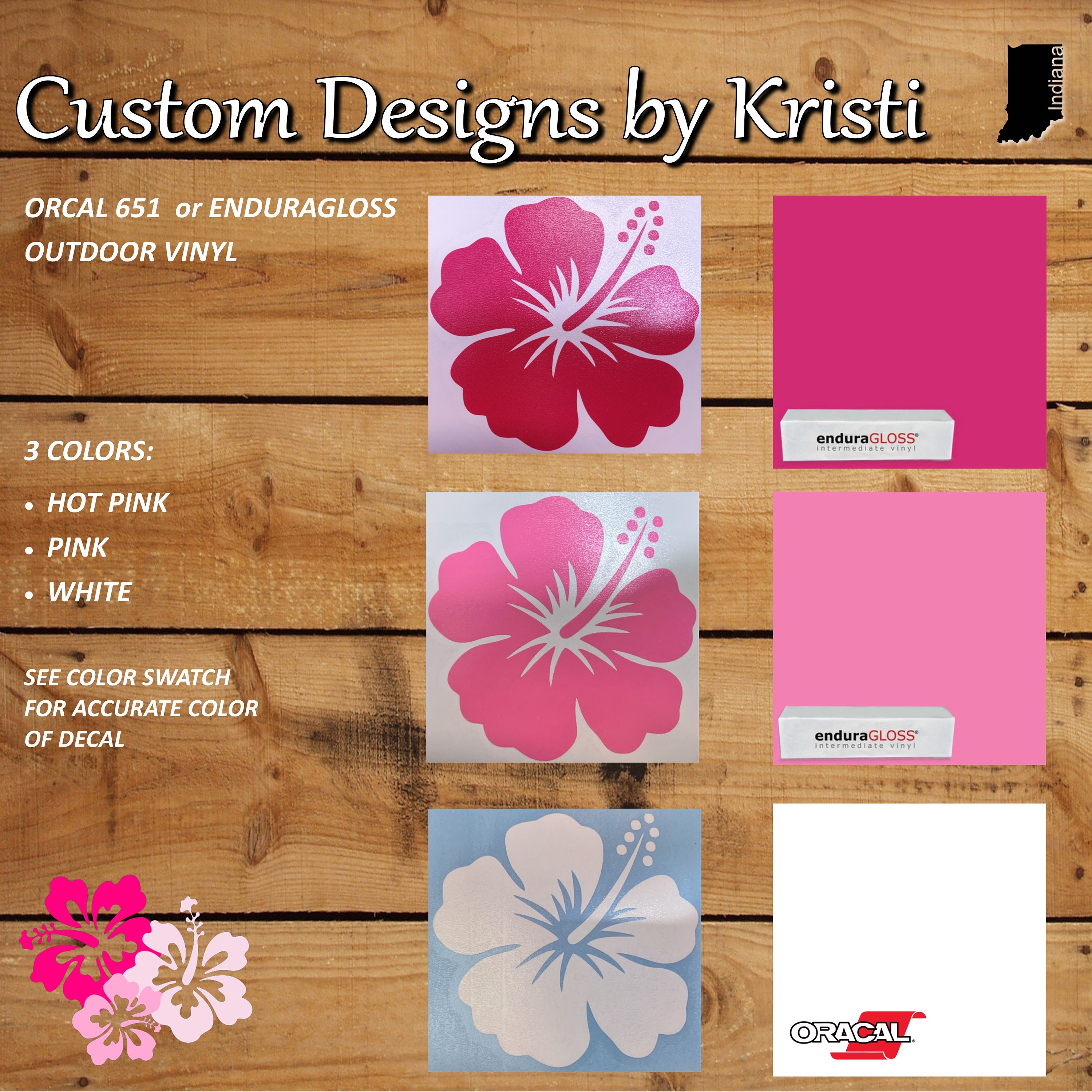 Hibiscus Flower Outdoor Vinyl Decal / Sticker 3 Color Options 3.0 X 2.8 ...