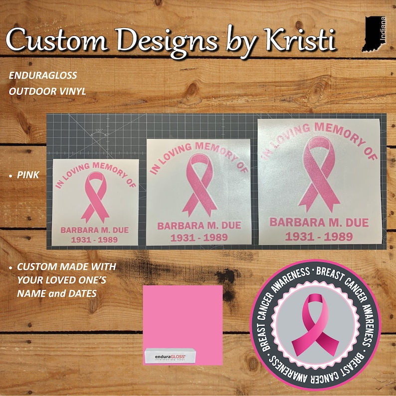 Custom in Memory Decal – Breast Cancer Pink Ribbon - Etsy