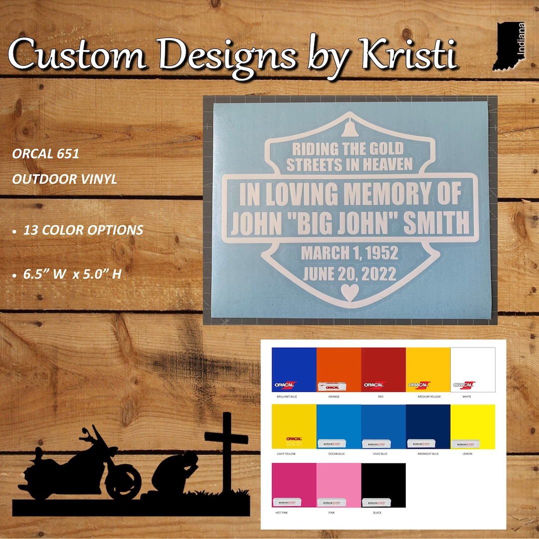 In Memory of Decal Featuring Motorcycle Emblem With Bell & Heart - Etsy