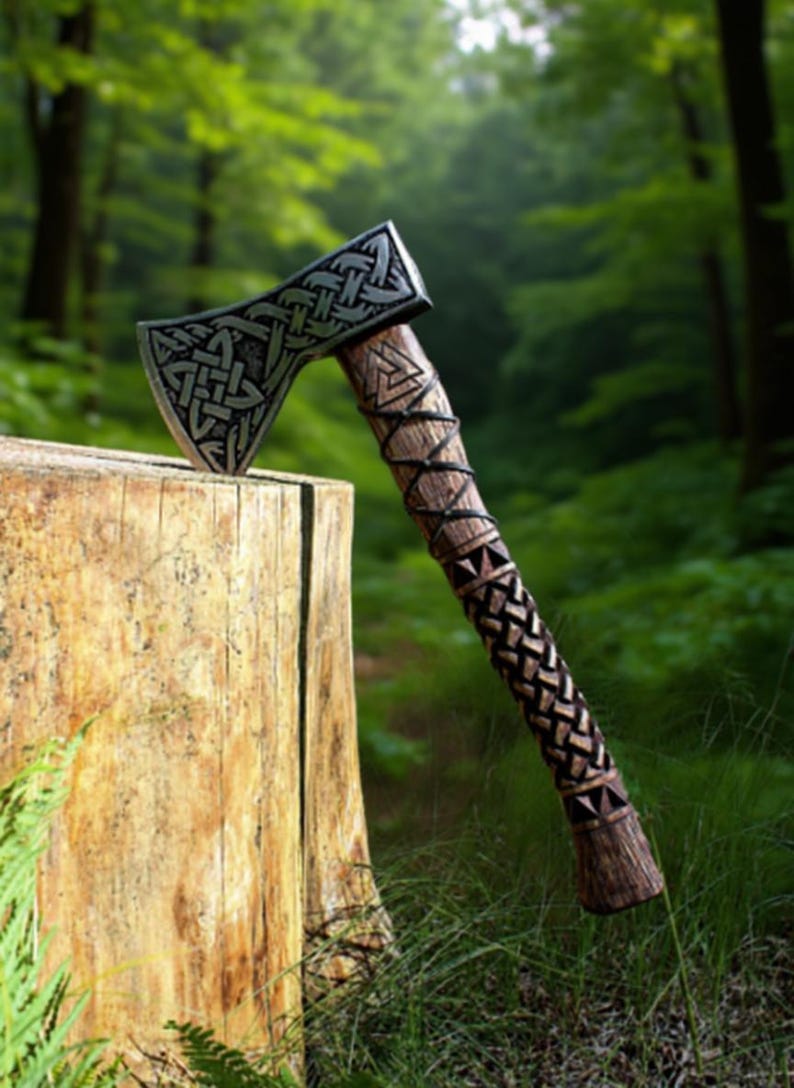 Custom Engraved Viking Axe, Hand-forged Nordic Bearded Hatchet, Rustic ...