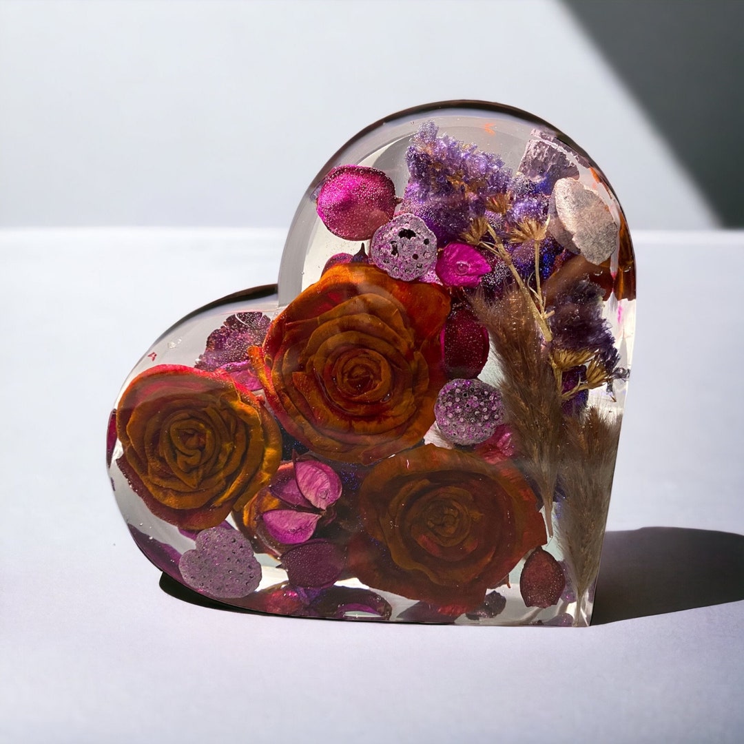 Custom Floral Epoxy Resin Heart / Rectangle / Handmade Wedding or ...