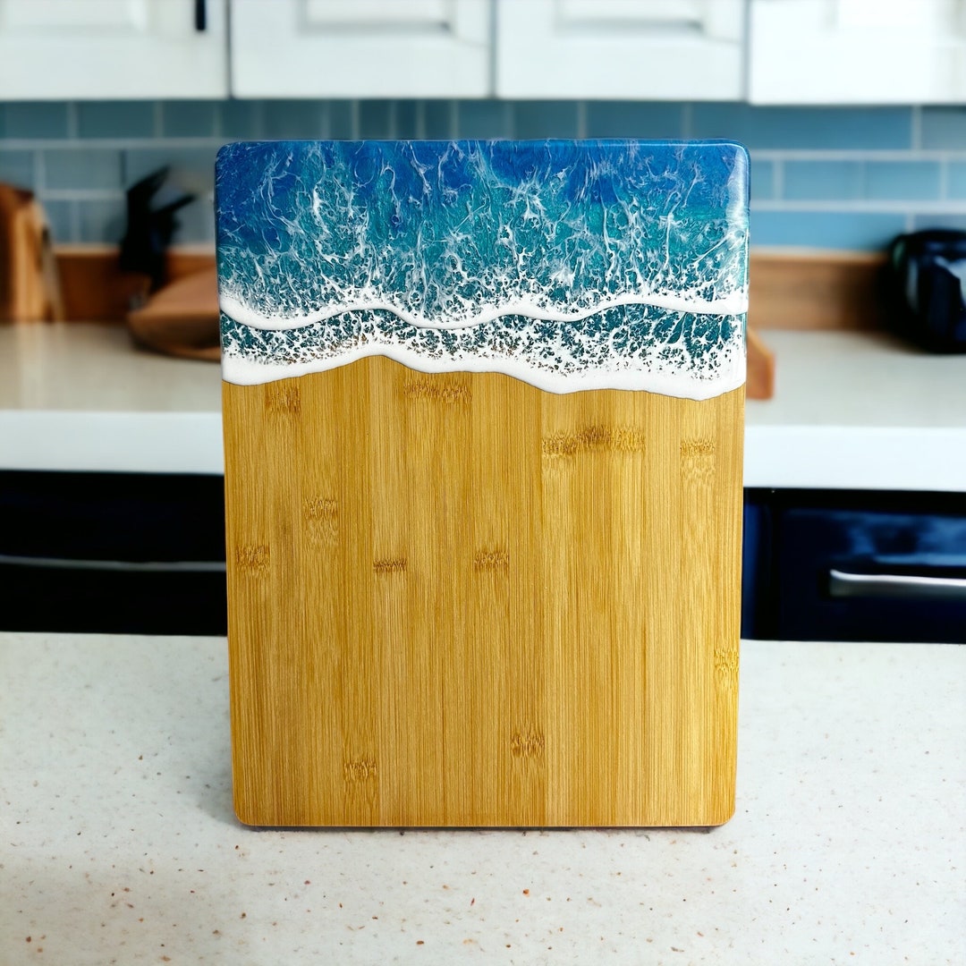 Ocean Resin Bamboo Cutting Board: Coastal Home Decor - Etsy