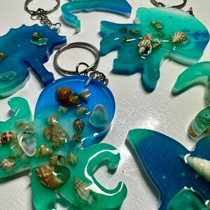 Sea Life Resin Keychains, Ocean Theme Personalized Gift, Beach Keychain ...
