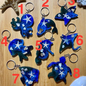 Sea Life Resin Keychains, Ocean Theme Personalized Gift, Beach Keychain ...