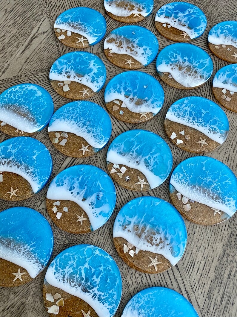 3D Epoxy Resin Beach Coasters With Real Shells Sand and - Etsy