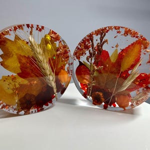 Maple Leaf Resin Coaster Set: Rustic Autumn Home Decor - Etsy