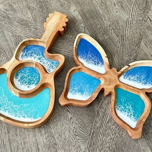 Ocean Themed Rolling Bamboo Resin Tray Gift for Boyfriend, Organizer ...