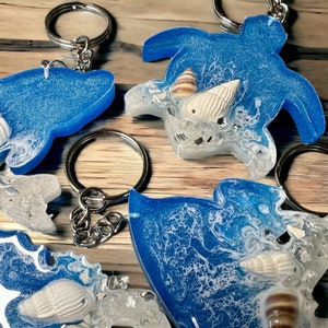 Sea Life Resin Keychains, Ocean Theme Personalized Gift, Beach Keychain ...