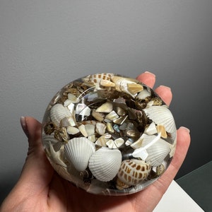 Ocean Shells Candle Holder - Coastal Tea Light Round Candle Holder With ...