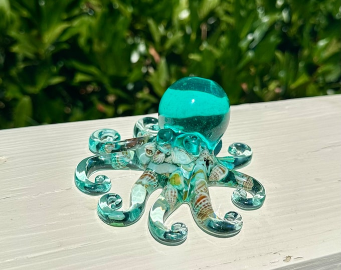 Resin Octopus With Real Seashell, Blue and Purple, Octopus Art, Gift ...