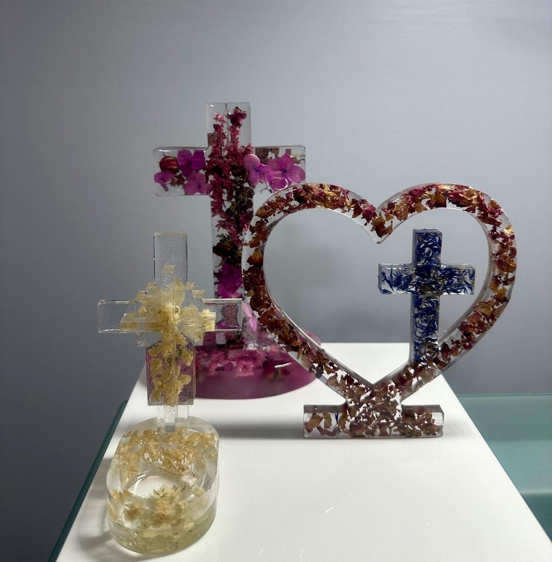 Epoxy Resin Cross With Dried Flowers: Floral Preservation Keepsake - Etsy