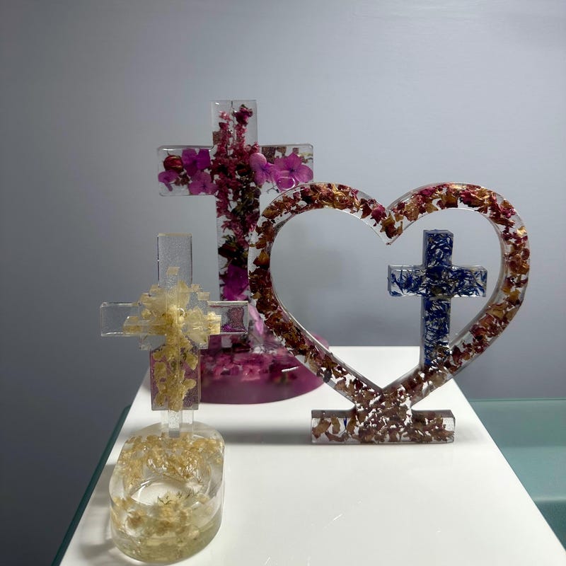 Resin Flower Cross Decor - Etsy