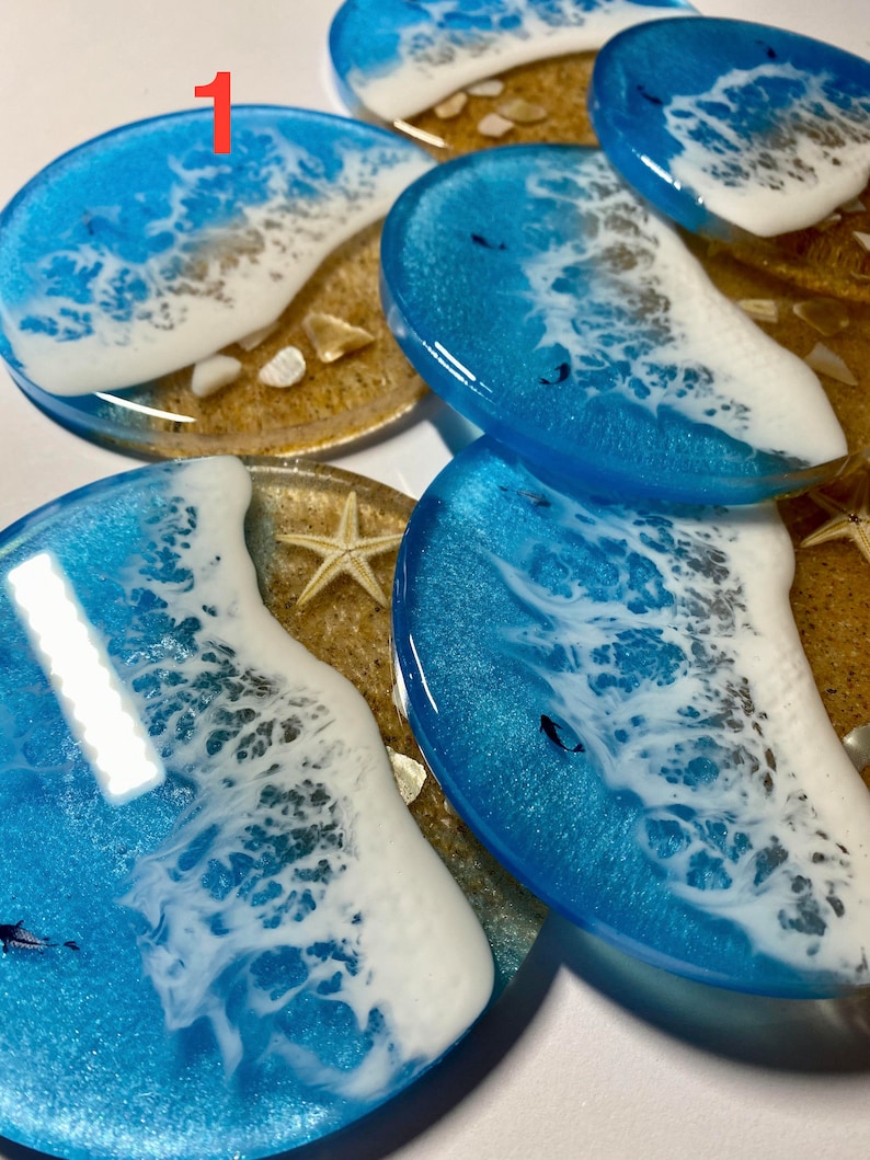 3D Epoxy Resin Beach Coasters With Real Shells, Sand and Starfishgifts ...