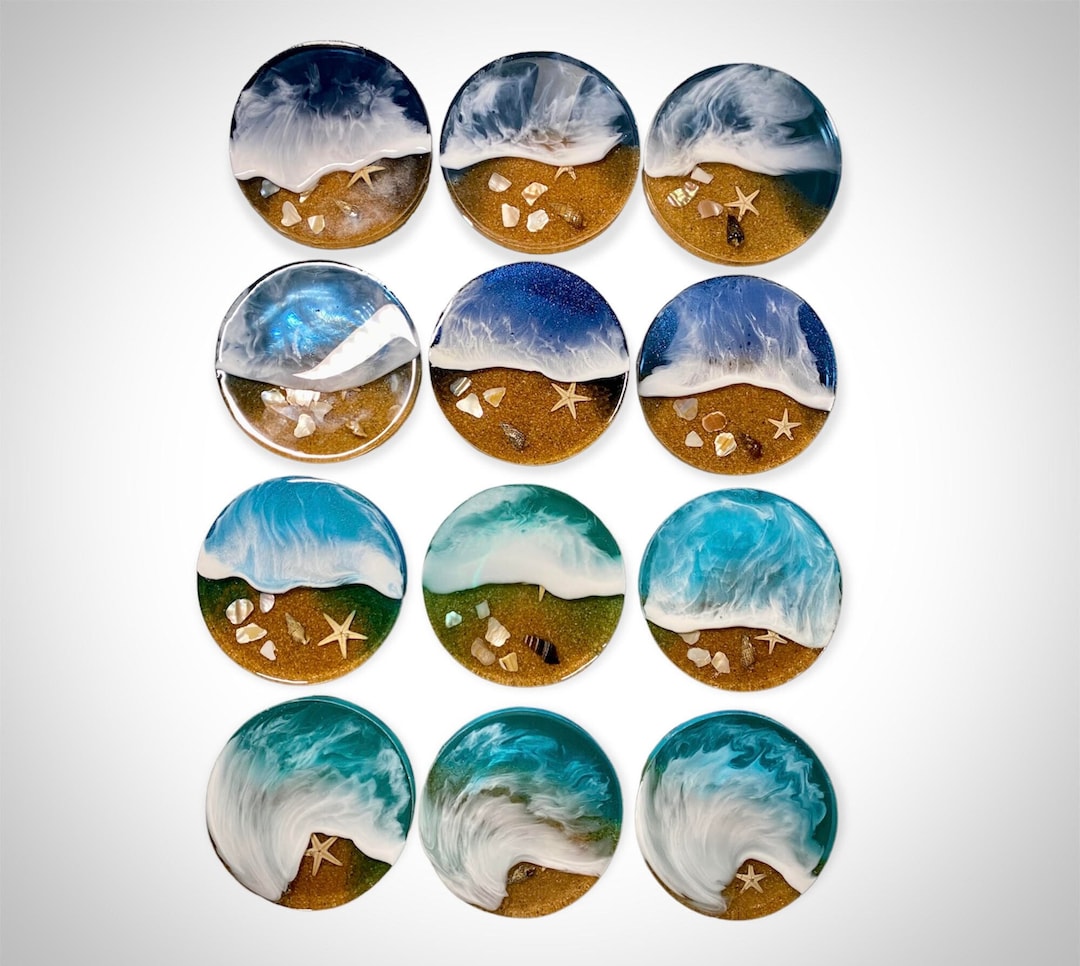 3D Epoxy Resin Beach Coasters With Real Shells, Sand and Starfishgifts ...