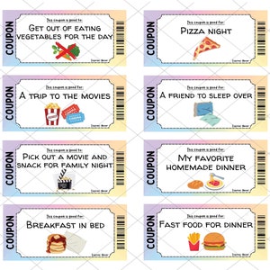 Kids Reward Coupon Book, Printable Reward Coupons, Child Birthday Gift ...