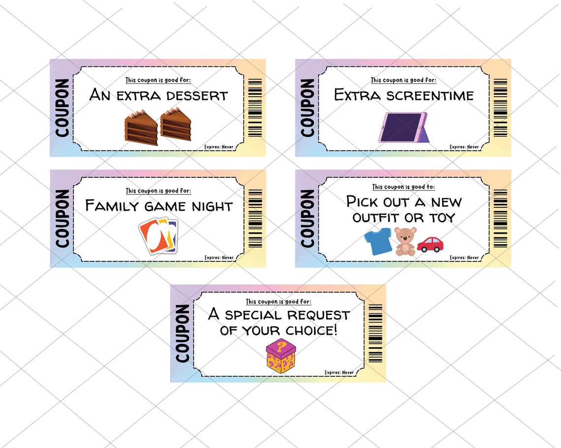 Kids Reward Coupon Book, Printable Reward Coupons, Child Birthday Gift ...