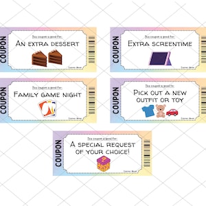 Kids Reward Coupon Book, Printable Reward Coupons, Child Birthday Gift ...