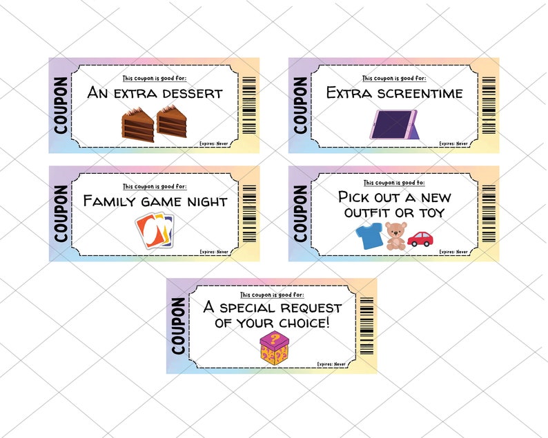 Kids Reward Coupon Book, Printable Reward Coupons, Child Birthday Gift ...