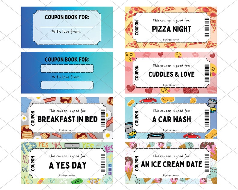 Love Coupon Book for Him, Boyfriend Printable Reward Coupons, Husband ...