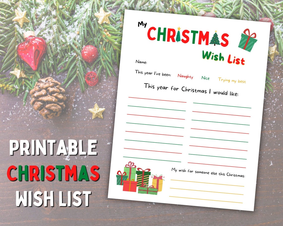 Printable Christmas Wish List Digital Instant Download - Etsy