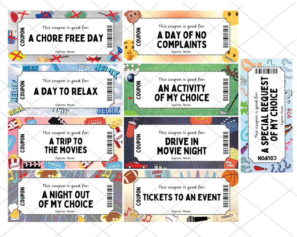 Love Coupon Book for Him, Boyfriend Printable Reward Coupons, Husband ...