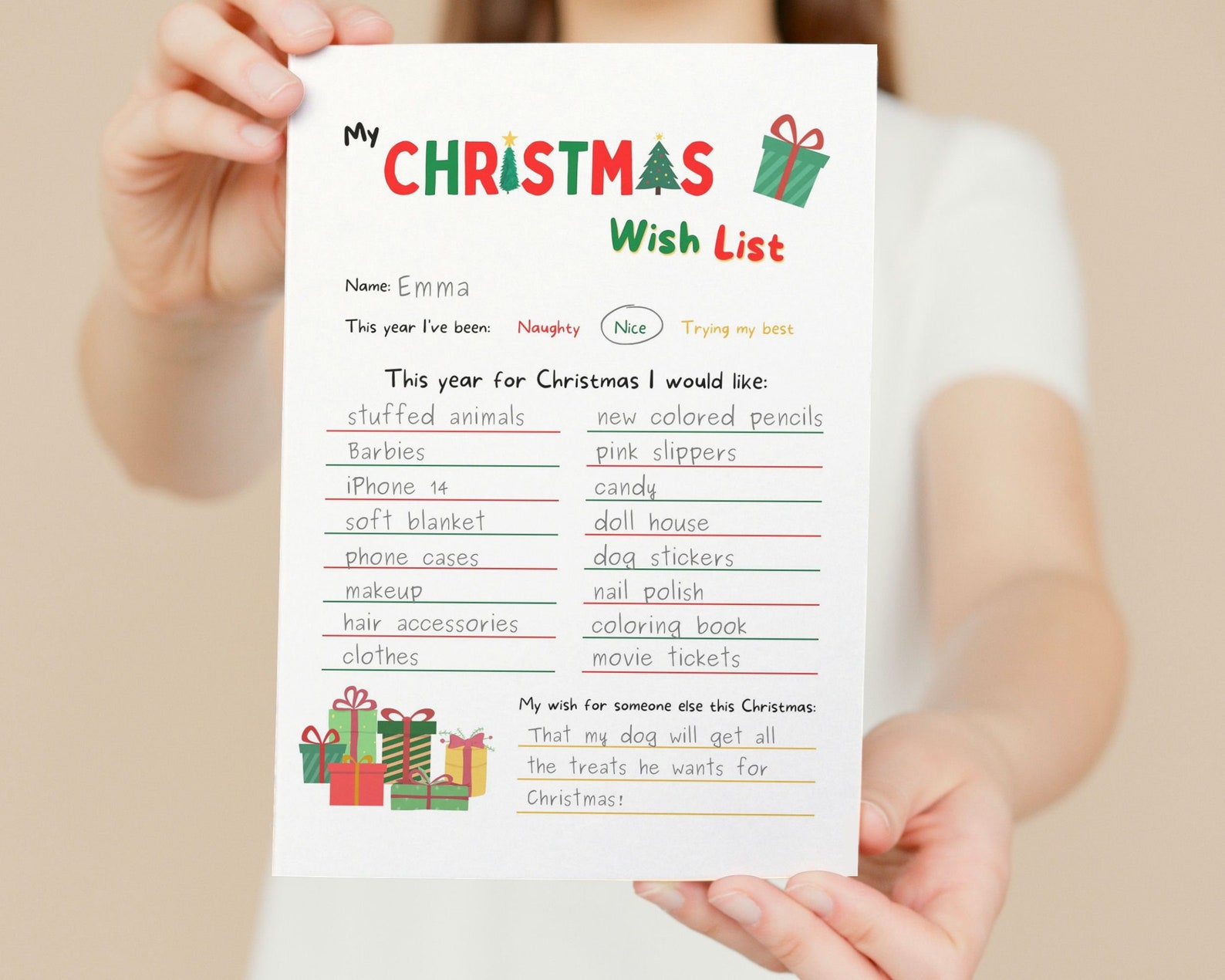 Printable Christmas Wish List Digital Instant Download - Etsy