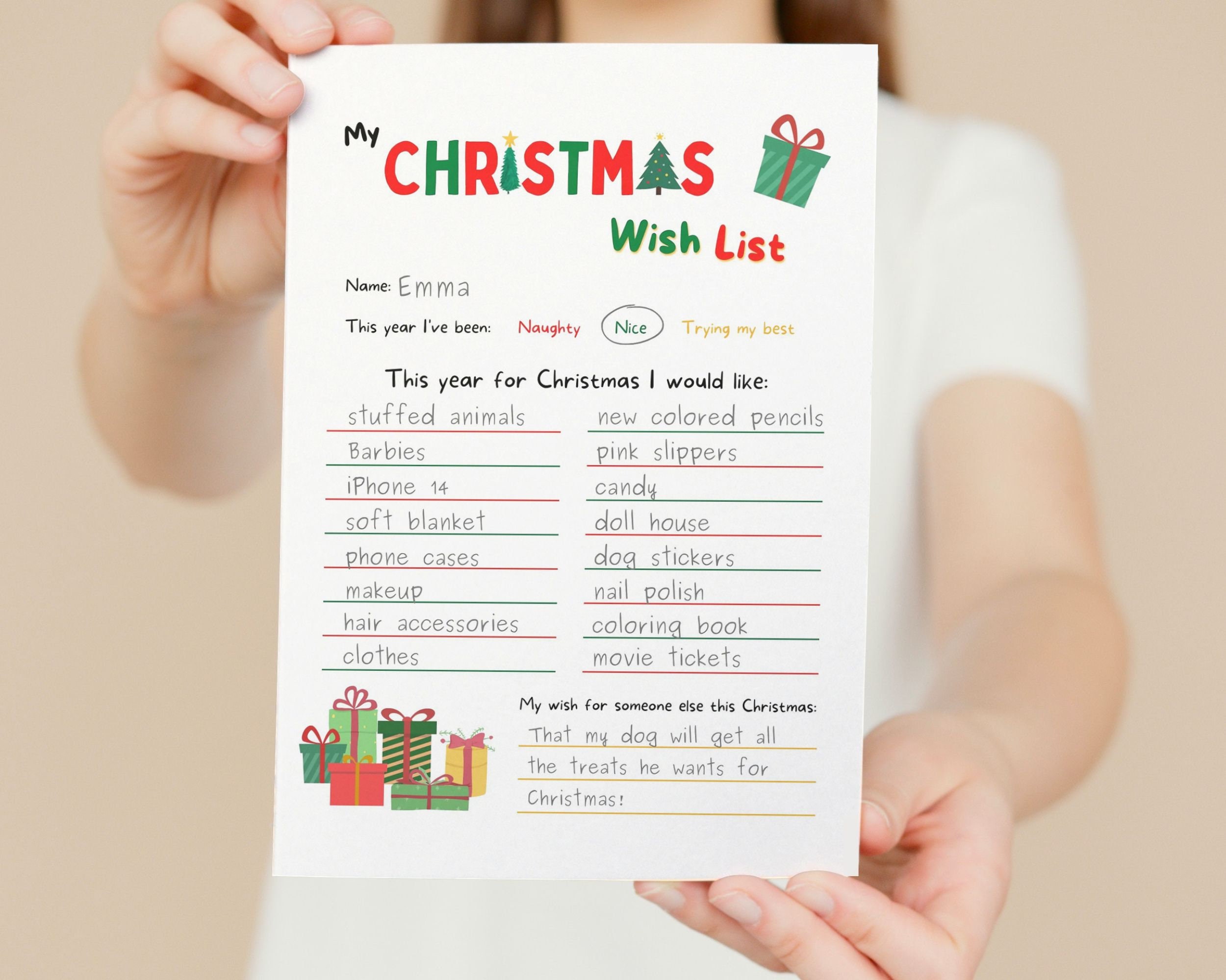 Printable Christmas Wish List Digital Instant Download - Etsy