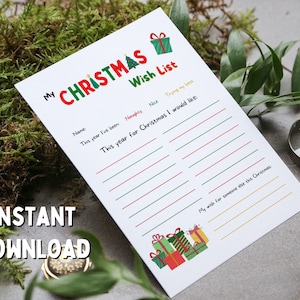 Printable Christmas Wish List Digital Instant Download - Etsy