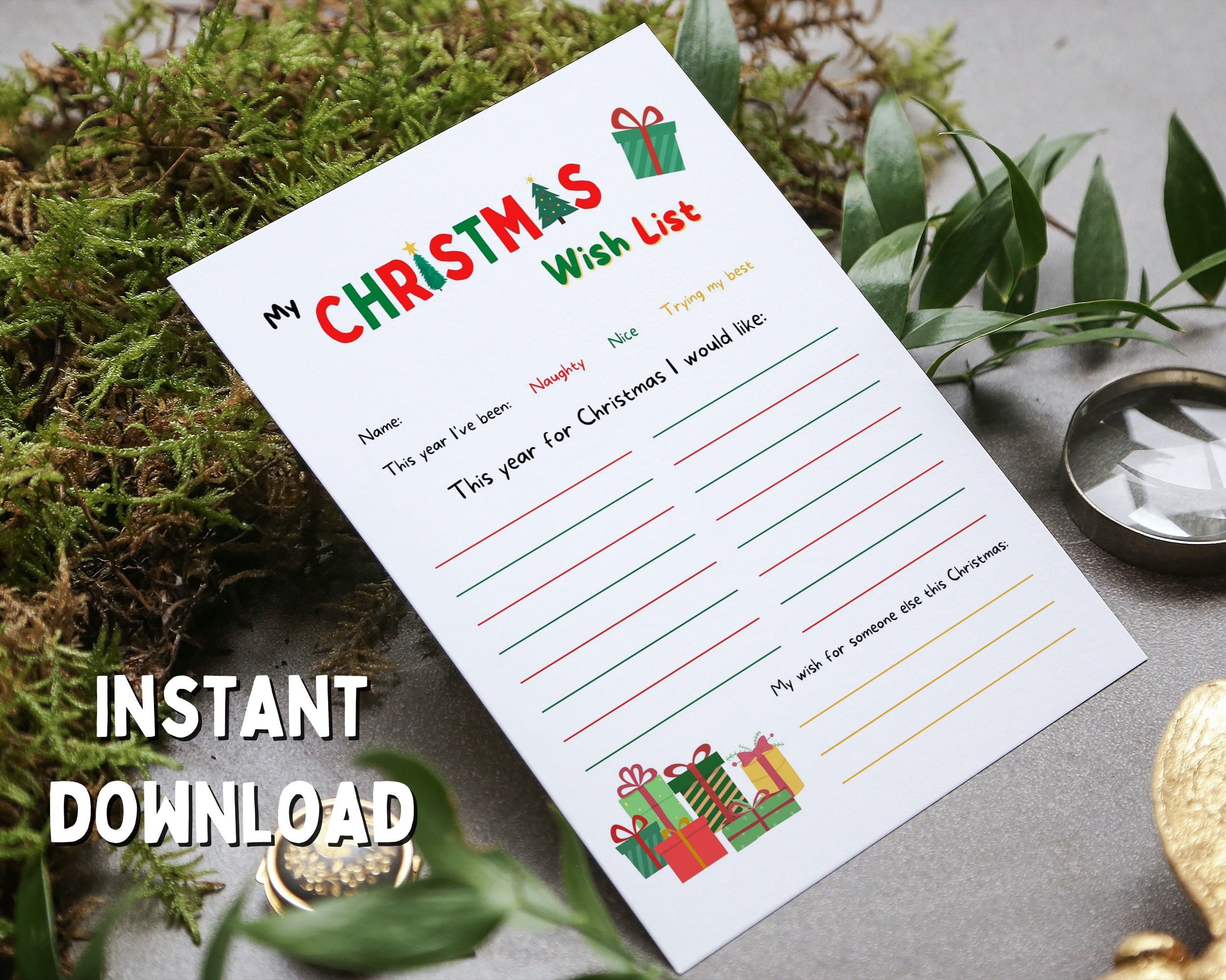 Printable Christmas Wish List Digital Instant Download - Etsy