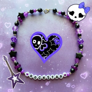 Rockstar Punk Handmade Kandi Beaded Necklaces Emo Y2k Rocker Goth ...