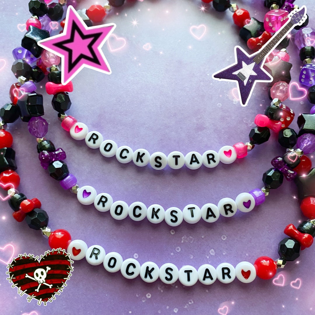 Rockstar Punk Handmade Kandi Beaded Necklaces Emo Y2k Rocker Goth ...
