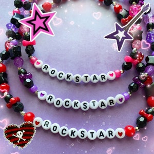 Rockstar Punk Handmade Kandi Beaded Necklaces Emo Y2k Rocker Goth ...