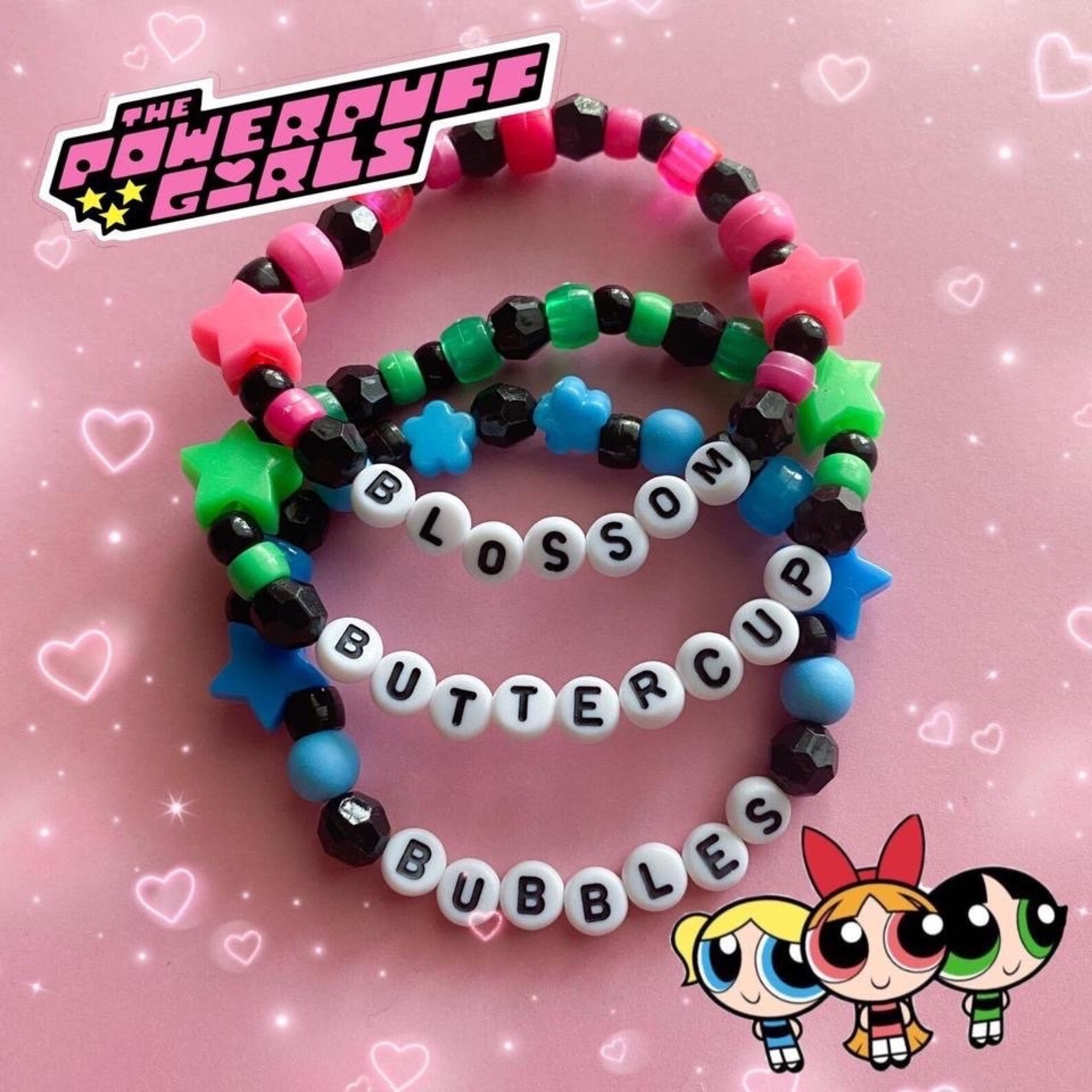 Powerpuff Girls Kandi Beaded Bracelets Mall Goth Scene Kid 2000s 90s ...