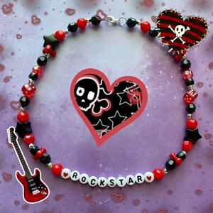 Rockstar Punk Handmade Kandi Beaded Necklaces Emo Y2k Rocker Goth ...