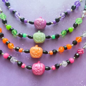 Halloween Jack-o-lantern Kandi Beaded Necklaces Goth Emo Kidcore Spooky ...