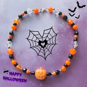 Halloween Jack-o-lantern Kandi Beaded Necklaces Goth Emo Kidcore Spooky ...