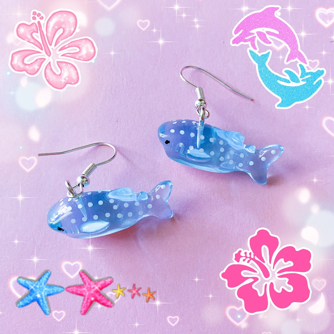 Whale Shark Earrings Coconut Girl Indie Kidcore Rainbow Kawaii Trendy ...
