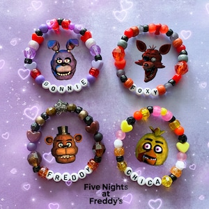 Five Nights at Freddys Fnaf Beaded Kandi Bracelets Freddy Fazbear ...