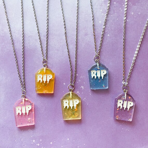 Pastel Goth Rip Tombstone Charm Necklaces Kawaii Indie Cute - Etsy