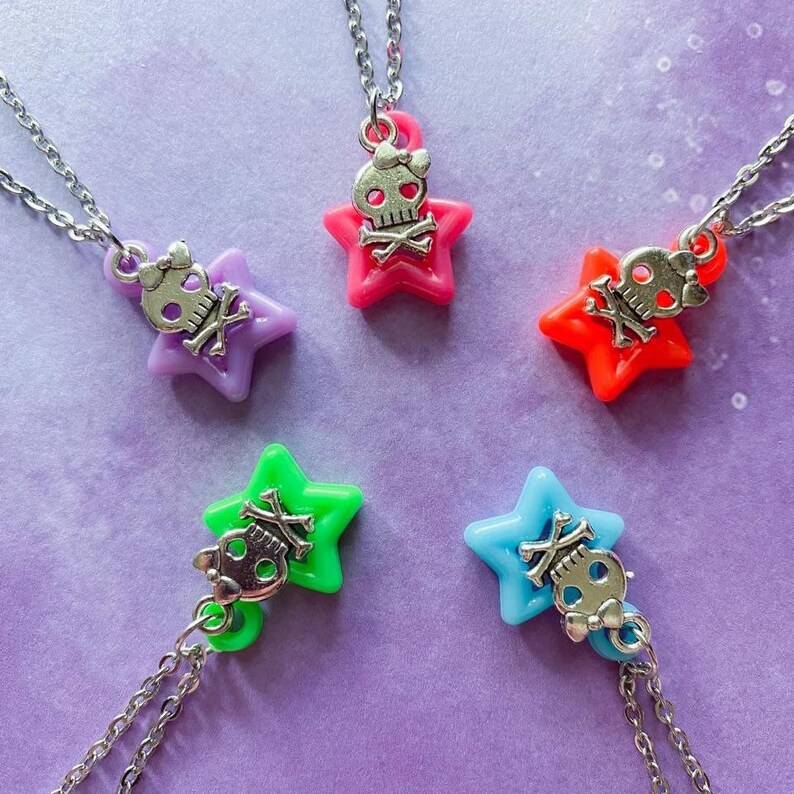 Emo Rockstar Skull Charm Necklaces 2000s Y2k Rocker Punk Scene - Etsy