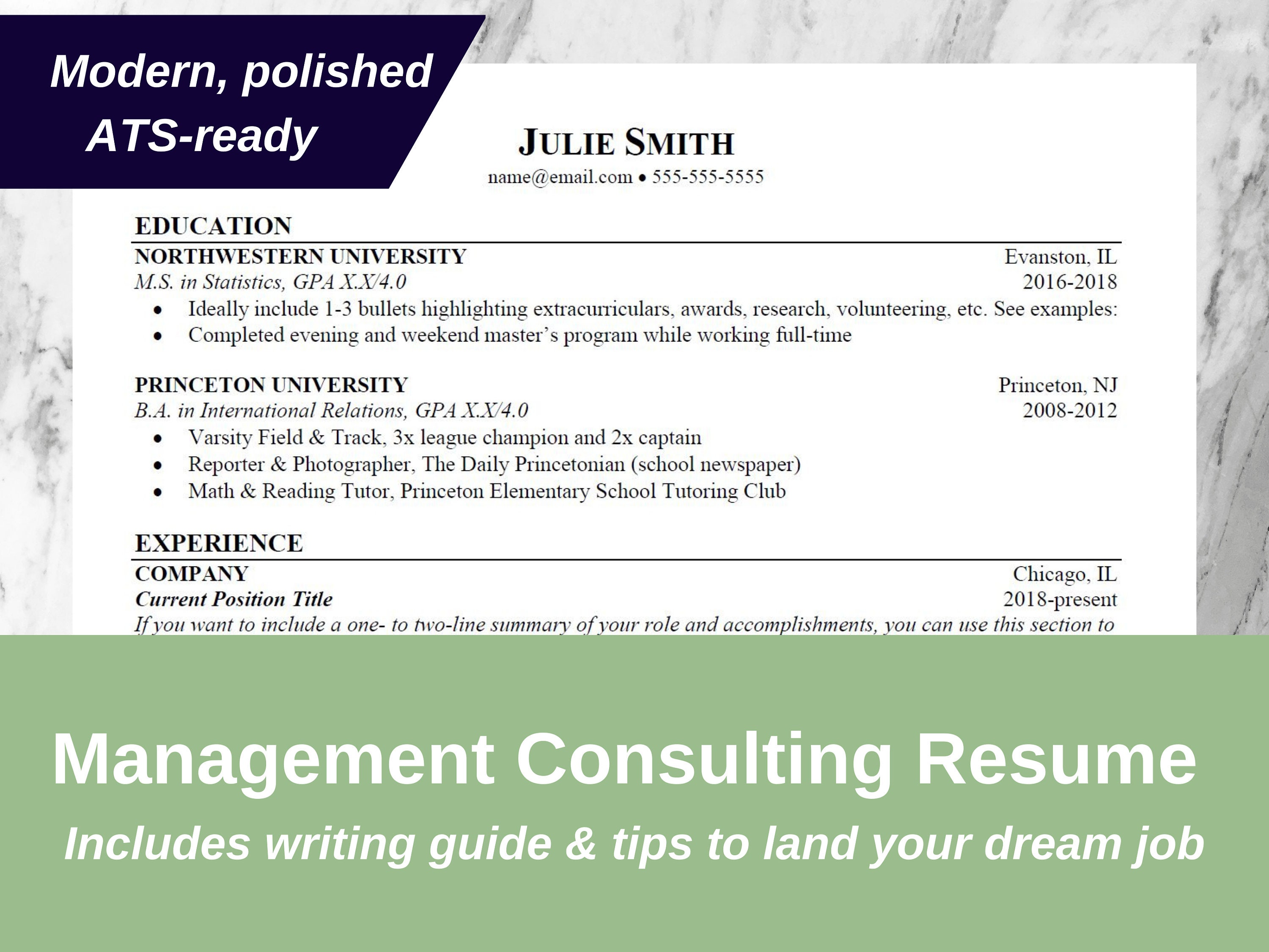 Management Consulting Resume Template With Tips & Writing Guidance ...