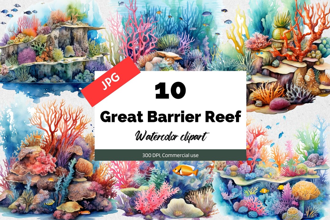 Great Barrier Reef Australia Clipart, 10 High Quality Jpgs, Commercial ...