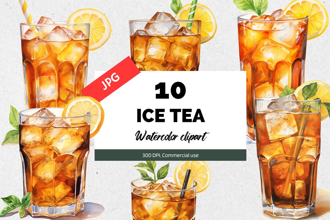 Watercolor Ice Tea Clipart, 10 High Quality Jpgs, Commercial Use ...