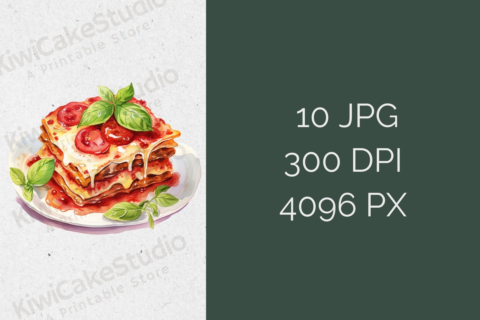 Watercolor Lasagna Clipart, 10 High Quality JPG, Commercial Use ...