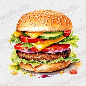 Watercolor Fast Food Clipart, 10 High Quality Jpgs, Commercial Use ...