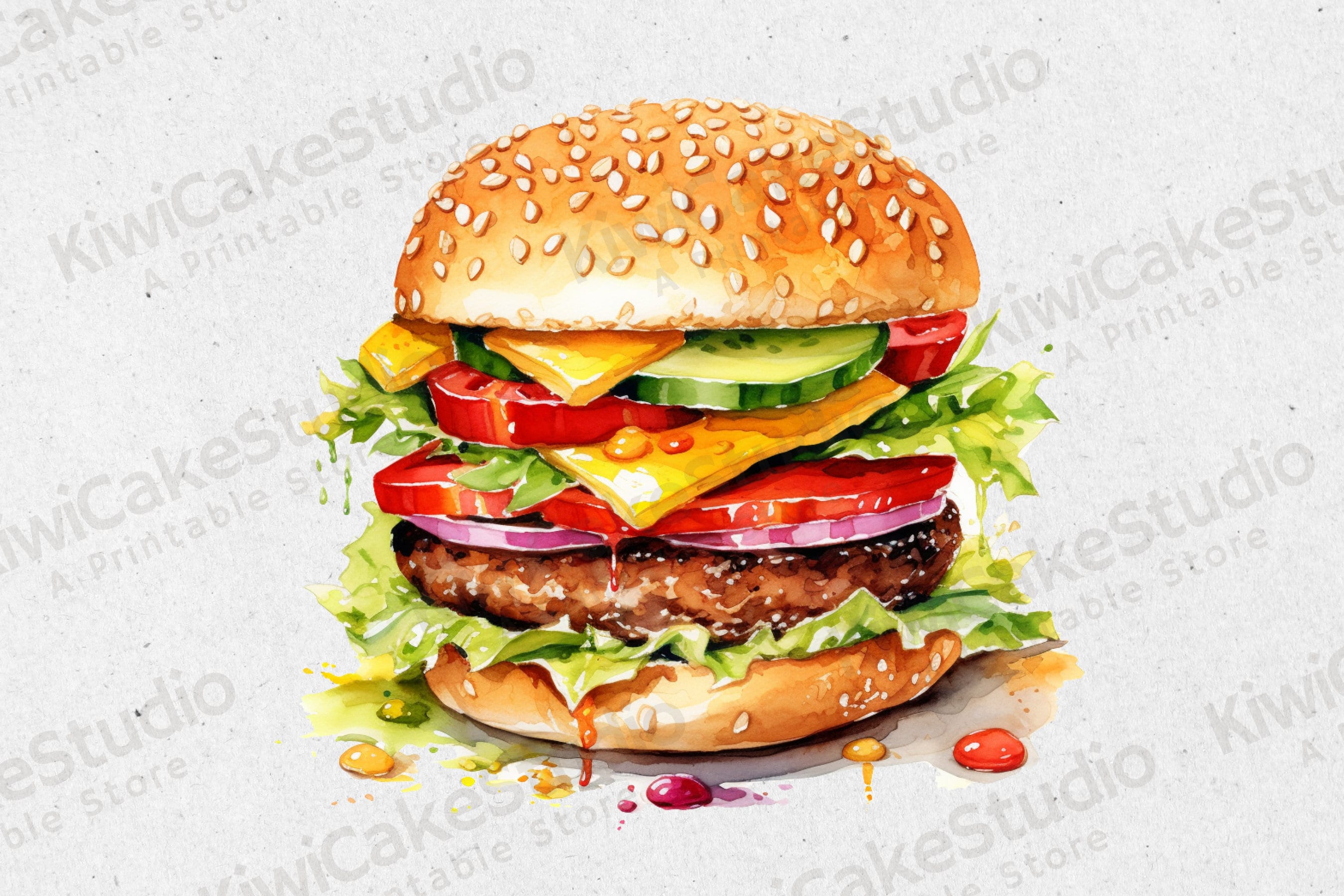 Watercolor Fast Food Clipart, 10 High Quality Jpgs, Commercial Use ...