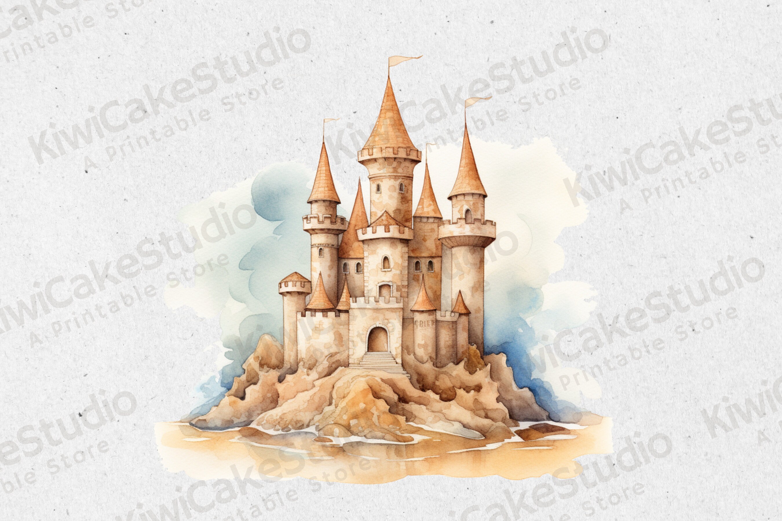 Watercolor Sandcastle Clipart, 10 High Quality Jpgs, Commercial Use ...